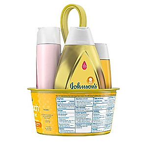 Johnson's First Touch Baby Gift Set, Baby Bath, Skin, & Hair Essential Products, Kit for New Parents with Wash, Shampoo, Lotion, & Diaper Rash Cream, Hypoallergenic & Paraben-Free, 5 Items