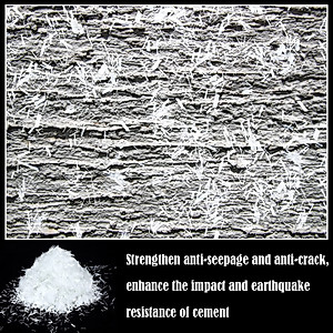 Marsui 10 lb 3/4'' (19 mm) Fiberglass for Concrete Cement Mortar Mix, Reinforcement Anti Seepage Anti Cracking White Fibers Fiberglass for Concrete Building Walls Garden Floor