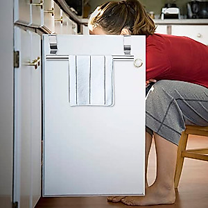 Cabinet Door Towel Bar, Dish Towel Rack for Cabinet, Stainless Steel Kitchen Towel Holder, Over The Door Hand Towel Hanger for Kitchen Bathroom Cupboard, 2 Pack (1*Small+ 1*Large)