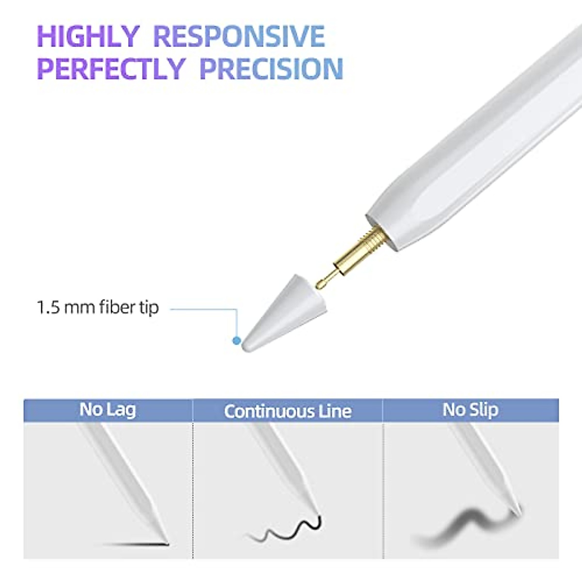 Stylus Pen for iPad, Apple Pencil for iPad 10th 9th Gen, Apple Pen iPad Pencil for iPad Air 5/4/3rd, iPad Pro 11/12.9 Inch, with Palm Rejection & Tilt Sensitivity, Magnetic Stylus iPad Pen, White