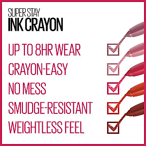 Maybelline Super Stay Ink Crayon Lipstick Makeup, Precision Tip Matte Lip Crayon with Built-in Sharpener, Longwear Up To 8Hrs, Rise To The Top, Burnt Sienna, 1 Count