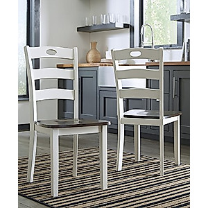 Signature Design by Ashley Woodanville Cottage Ladderback Dining Chair, 2 Count, Cream & Brown