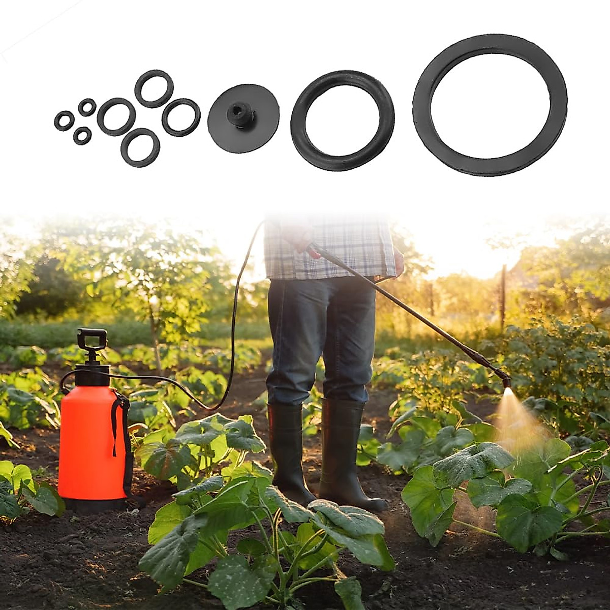 Msiud Sprayer Rubber Sealing Rings, O Type Essential Replacement Garden Seals Parts Pump Backpack Machine Irrigation Accessories Universal Seal Gasket Spare Complete Tough Compatible Piston Repair