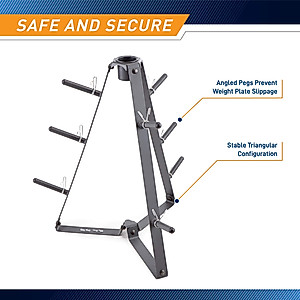 Marcy Plate Tree for Standard Size Weight Plates/Storage Rack for Exercise Weights PT-36 dark grey, 34.00 x 9.00 x 4.00"