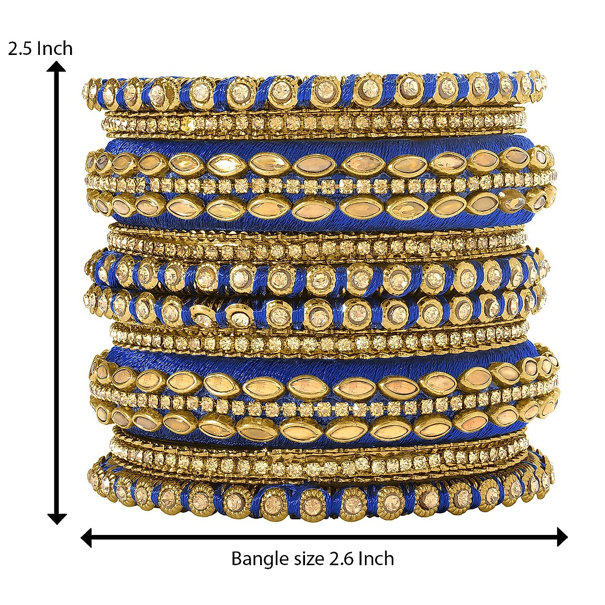 Aheli Silk Thread Faux Stone Studded Bangle Set Chuda Ethnic Indian Wedding Wear Fashion Jewelry Gift for Women