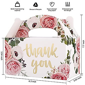 SOSFKIM Gable Treat Boxes Large 24 Pack - Floral Party Favor Boxes Bulk Embossed Foil 6.3x 3.5x 3.5in - Goodie Gable Boxes for Baby Shower, Wedding, Birthday
