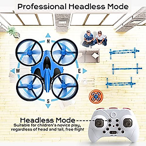 Dolanus Mini Drone for Kids Beginner - Fun Fly Racing Games, More Accessories RC Indoor Small UFO with Multiple Modes and 2 Batteries, Propeller Remote Control Quadcopter Helicopter for Boys, Blue, 8+