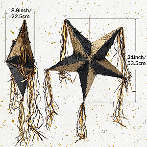Auihiay Black Gold Star Pinata, Foldable Pinata for Boys and Girls, Fashion Star Pinatas for New Year, Birthday Party, Anniversary, Baby Shower, Mexican Taco Party