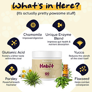 Stop Poop Eating for Dogs 120 Soft Chews - Dog No Scoot Coprophagia Stool Eating Deterrent with Bad Breath Remover and Digestive Enzymes for Gut Health and Nutrient Absorption