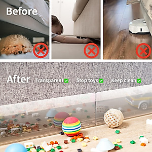 Under Furniture Blocker for Toys, Extra Strength Reusable Blockers with Magical Adhesion Tape, 15.7’’L x 3.2’’H Transparent Blockers for Toys, Non-Marking Removal (10 Pack -3.2’’H x15.7’’L)