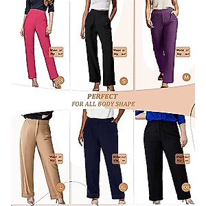 Women's High Waist Lightweight Solid Long Pants Elegant Office Trousers P5324SL CDS Purple M