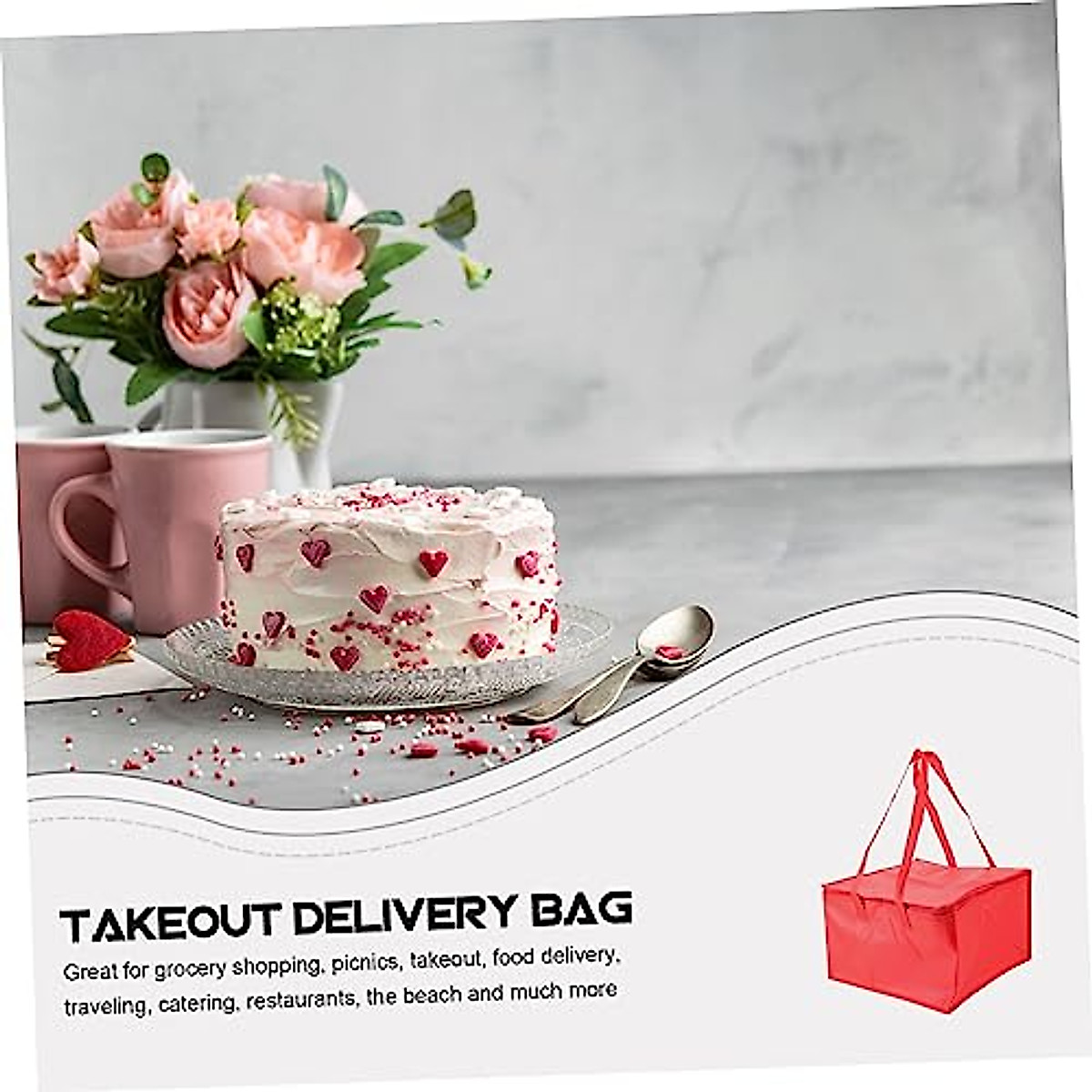 Unomor Zip Ties Outdoor Insulation Bags Zip Ties Outdoor Insulated Bag Insulated Grocery Bags Portable Insulation Bag Non-woven Fabric Storage Bags Pizza Food Delivery Storage Bag