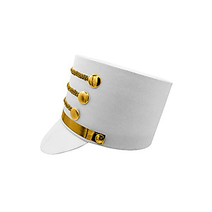 Nicky Bigs Novelties Adult Toy Soldier Hat - Marching Band Major Dress Hats - Ringmaster Nutcracker Cosplay Halloween Costume Accessory, White, One Size