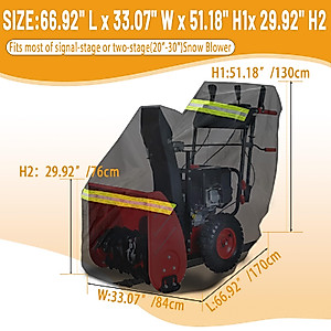 Chikia 600D 2-3 Snow Blower Cover, 24-32 inch Snowblower Cover Waterprrof Compatible with C ubCadet,Troy-Bilt,Ariens,Husqvarna EGO Ryobi Toro Windproof Outdoor Storage with Two Vents