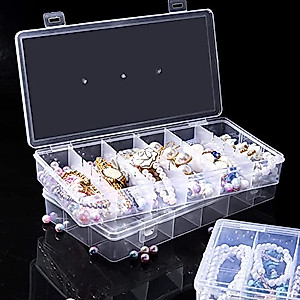 Jutieuo 2 Pack Clear Plastic Storage Containers Box - Visible Cosmetic Tools Storage Box - Makeup Tools Fishing Tackle Accessory Box Organizer - Organizer Box for Bead Jewelry Screws DIY Crafts