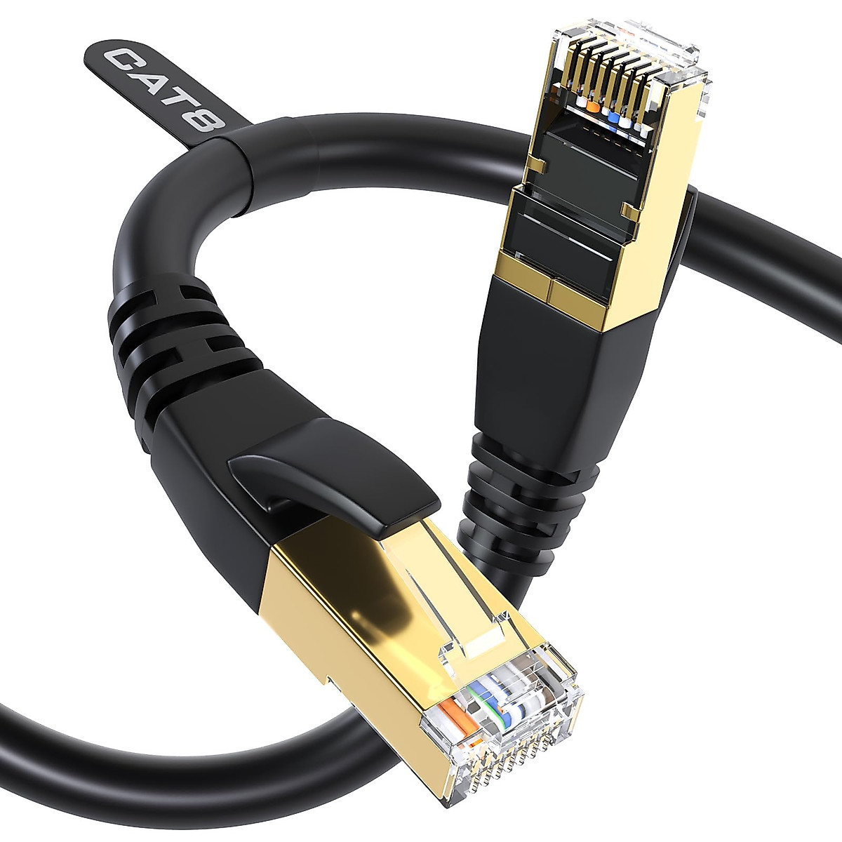 DbillionDa Ethernet Cable, RJ45 Cable, 26AWG Cat 8 6Feet (2 Pack) LAN, High Speed Network Cable with Gold Plated RJ45 Connector 40Gbps 2000Mhz S/FTP LAN Wires for Gaming, Xbox, Modem, Router