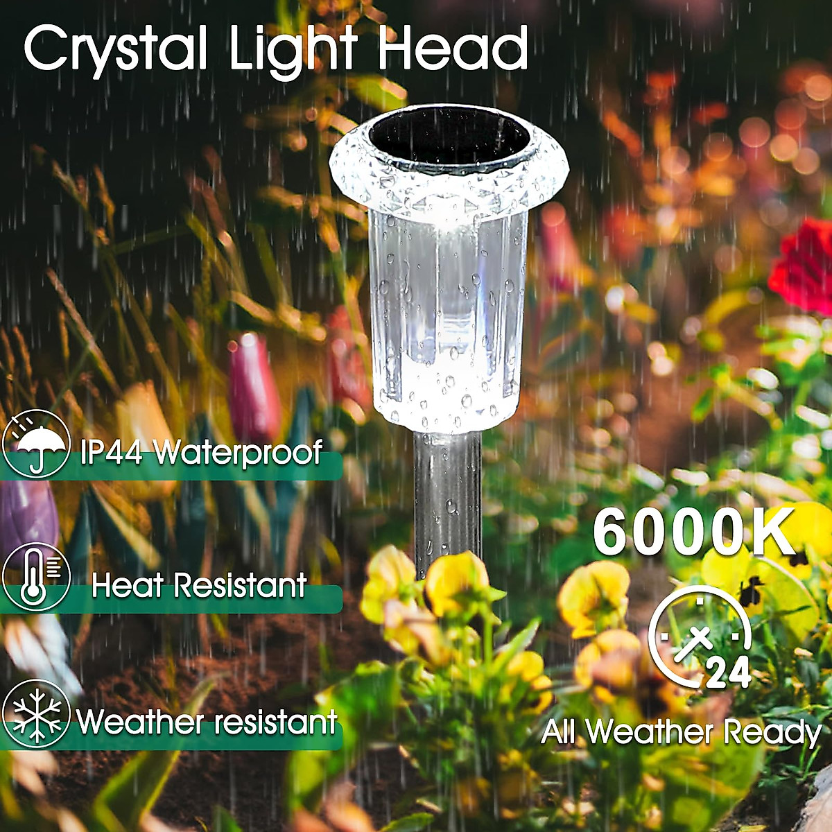 Eyrosa Solar Lights Outdoor, 15 Pack Waterproof Stainless Steel Solar Stake Lights for Pathway Garden Yard Path Walkway Driveway Lawn Patio Outside Decor, Cool White
