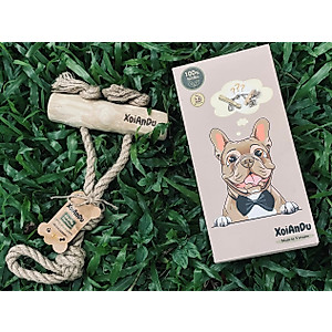 XoiAnDu Coffee Wood Dog CHEW Hemp Rope, Safe, Natural and Healthy Toys, Real Coffee Wood and Hemp, Durable Stick with Rope Toy, Long Lasting for Aggressive CHEWERS, Dog Bones, Rope for Teeth Cleaning