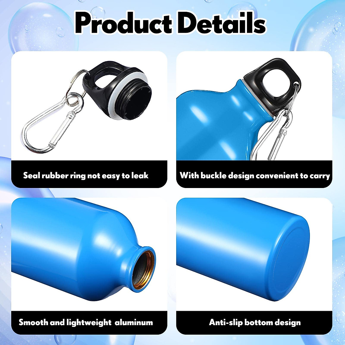 24 Pcs Aluminum Water Bottles Bulk 20 oz Reusable Water Bottles Lightweight Bike Water Bottle Pack with Twist Cap Buckle Leak Proof Travel Bottles for Outdoor Gym Sports Camping Cycling, 12 Colors