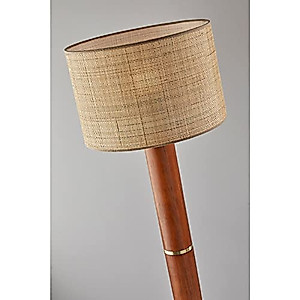 Adesso 3329-15 Napa Floor Lamp, 62.25 in, 150W, Walnut Rubber Wood w/Antique Brass Accents, 1 Floor Lamp