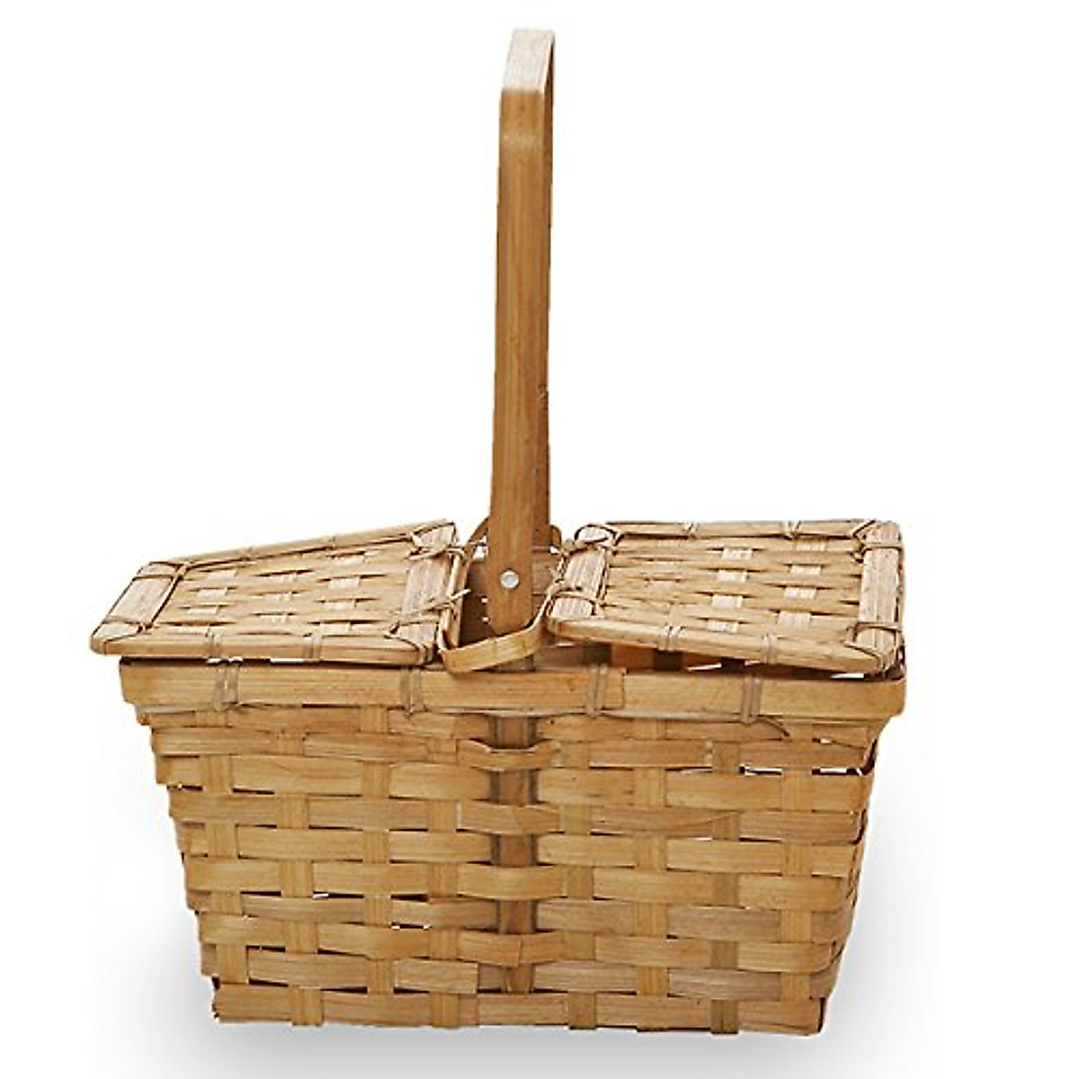 The Lucky Clover Trading Bamboo Picnic Basket in Honey with Lid, Small