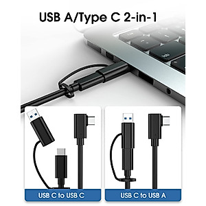 TechMatte Link Cable 16FT/5M Compatible with Oculus Quest 2/1, PC/Steam VR, 5Gbps High Speed PC Data Transfer, USB 3.2 GEN1 Type C to C, with USB-C to USB-A Adapter, Cable for VR Headset and Gaming PC