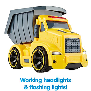 Kidoozie Lights N' Sounds Dump Truck, Friction Powered, Working Dump Bin for Ages 3+