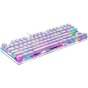 LED Backlit Wired Gaming Keyboard and Mechanical Feeling Rainbow Backlight Emitting CharacterAdjustable USB Mice Compatible with PC (White)