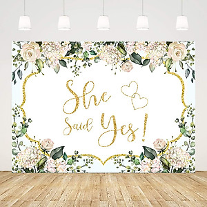 ABLIN 7x5ft She Said Yes Backdrop Pink Floral Bridal Shower Decorations Bachelorette Bride to Be Engagement Party Decorations CQ321 0