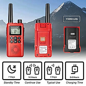 Kalisnhon walkie talkies for Adults Long Range with Headphones,Portable Two Way radios LCD VOX NOAA Rechargeable radios walkie Talkies with Flashlight Charging Dock and Li-ion Battery (4 Pack)
