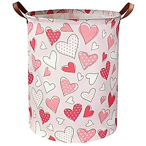 DDBASKET Kids Laundry Basket Baby Hamper Pink Toy Storage Bin Organizer with Handles for Girls,Nursery Hamper(Pink Loves)