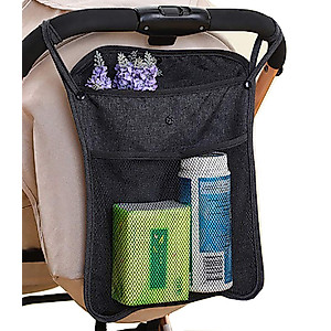 Stroller Bag Organizer Black with two Storage Pockets front mesh pocket for bottles nappy baby cloth