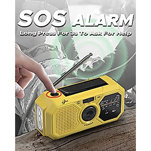 Emergency Weather Radio with Hand Crank Solar Cell Phone Charger, Portable 3500mAh Power Bank NOAA/AM/FM Radio,Battery Power Weather Alert Radios with Flashlights for Emergencies Radio Survial