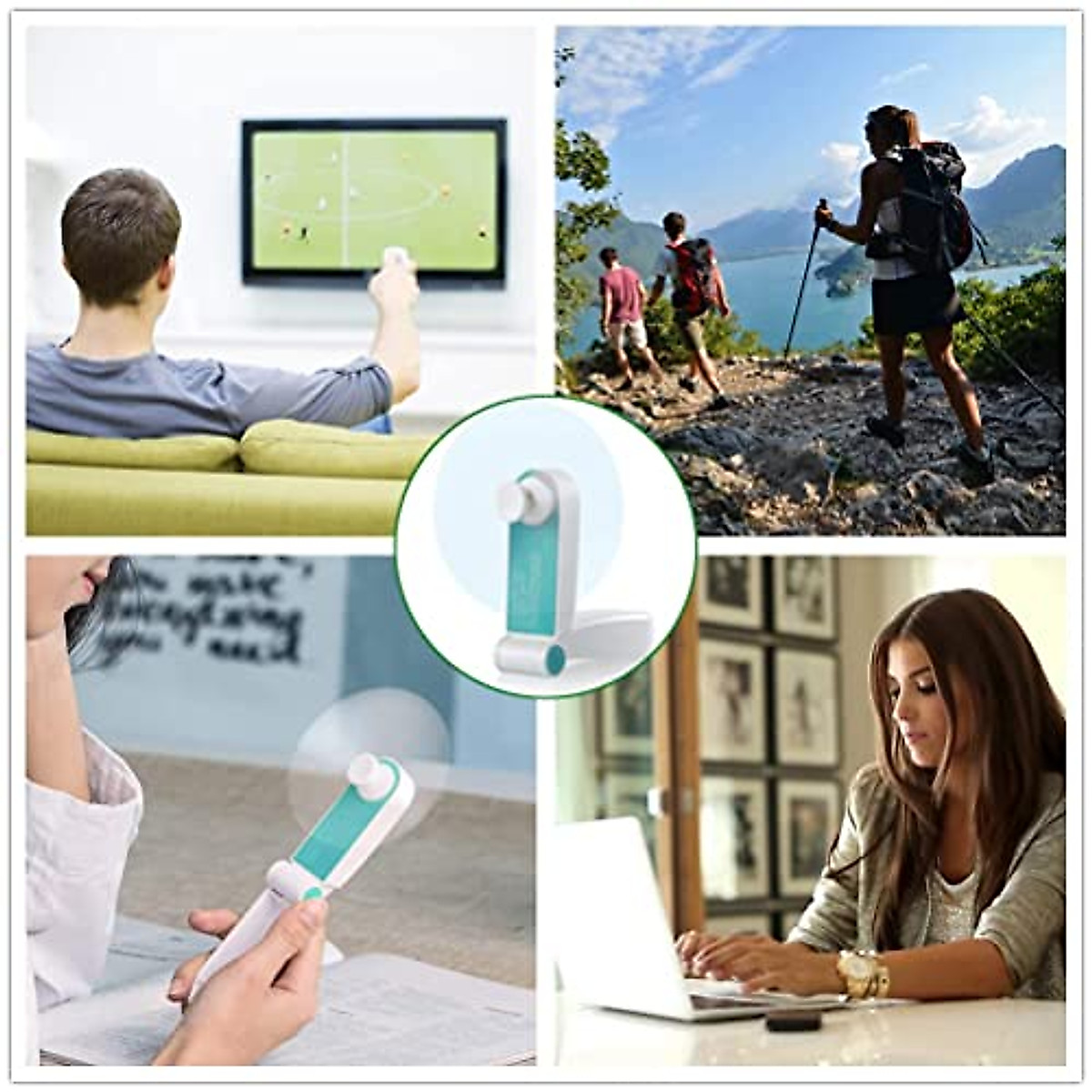 Supabear Personal Handheld Fan, Mini Portable Pocket Fan, Small Travel Eyelash Fans USB Rechargeable for Home Sports Outdoor Travel, 2 Speed Powerful Wind (Turquoise)