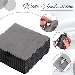 120 Pcs Microfiber Jewelry Pouch 8 x 8cm Jewelry Packaging Bag Gift Bow Tie Bracelet with Cleaning Cloth(Gray)