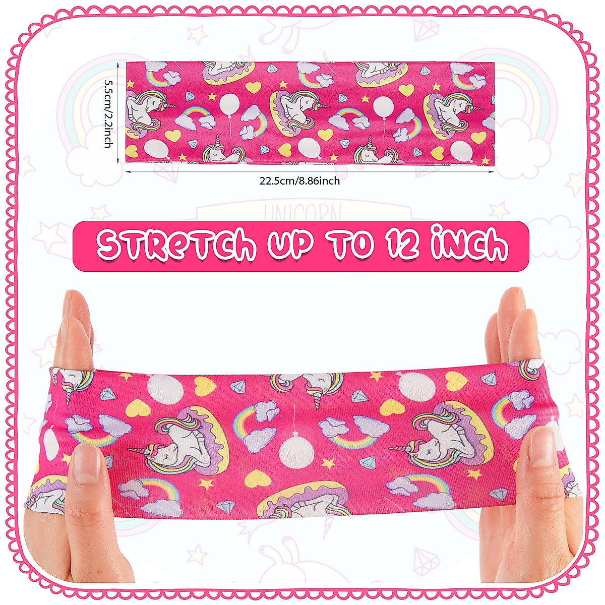 Juexica 12 Pieces Wide Headbands for Girls Cute Elastic Butterfly Unicorn Tie Dye Floral Hair Bands No Slip Soft Heart Stretch Headbands Princess Hair Accessories for Children Kids Sports Yoga