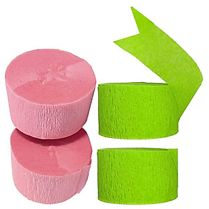 K-Kraft USA-Made Hanging Decorative Crepe Paper Streamers for Birthday, Party, Holiday, School, Wedding, Shower, or Graduation (Pink and Green)