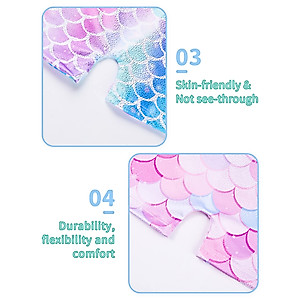 Nymphperi Girls Gymnastics Leotards Size 6-7 Years Old Sparkly Blue Pink Mermaid Scale Biketards with Shorts for Children Practice Workout