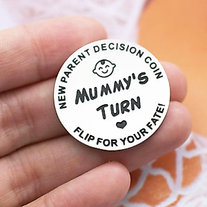 2 Pcs Parent Decision Coin for New Parents, Fun Flip Coin Gold Silver, Mommy's Turn Daddy's Turn Coin, New Baby Shower Gifts, Pregnancy Girls First Time Moms Dads to Be Coin Collecting (Double-Sided)