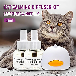 SOICARE Cat Pheromones Calming Diffuser, Cat Anxiety Relief Calming Diffuser, Pheromone Diffuser to Calm Multi Cats,Basic Kit (1 Diffuser & 2 x 48ml Refills) for 50 Days Calming Cat Treats