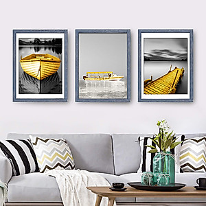 12x16 Rustic Picture Frames Solid Wood Display Pictures 11x14 or 8.5x11 Diplomas with Mat or 12x16 without Mat, Farmhouse Distressed Wooden Picture Frame for Wall or Table Top Display, Rustic Blue