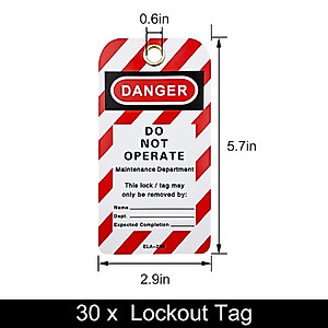 Lockout Tagout Locks, Safety Padlock, Loto Locks Keyed Differently Lock Out Tag Out 30 pcs Safety Padlocks Plastic with 30 Lockout TagOut Tags Red