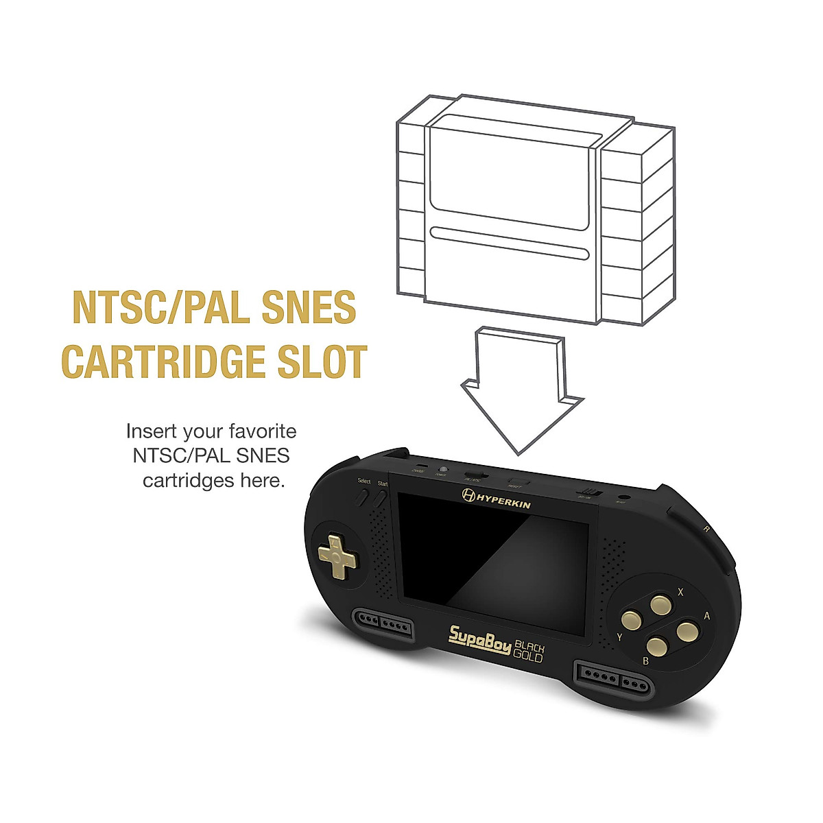 Hyperkin SupaBoy Blackgold Portable Pocket Console for Super NES/Super Famicom - Super NES