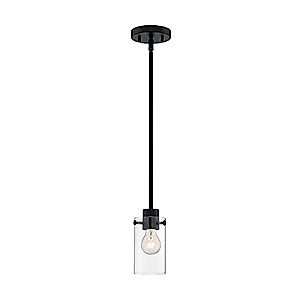 Nuvo 60/7270 Sommerset 1-Light Mini Pendant Fixture with Clear Glass - Matte Black Finish