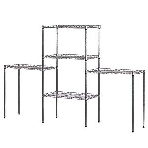 Alued 5-Shelf Shelving Storage Unit Metal Shelving Wire Rack Kitchen Storage Shelf Rack For Garage Shelf Kitchen Appliance Storage Changeable Assembly Floor Standing Carbon Steel Storage Rack (Silver)
