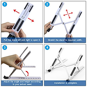 Laptop Stand,Lightweight Portable Foldable Lifting Computer Stand, Plastic 6-Angle Adjustable Laptop Stand, Ergonomic, Light and Strong, Suitable for MacBook Air Pro, Dell, and All Brand laptops