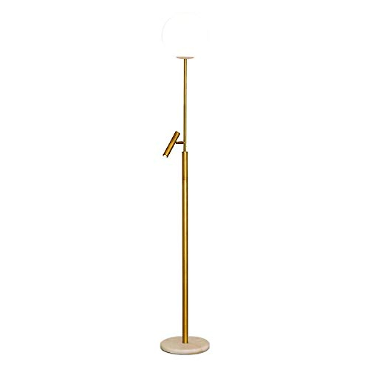 GRFIT Floor Lamp Standing Lamp Spherical Stick Floor Lamp Ontemporary LED Standing Light for Bedrooms Offices Antique Brass Indoor Pole Light ，H 68.2", Gold Modern Standing Lamp Retro Floor lamp