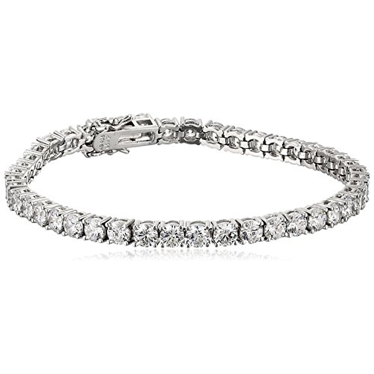 Amazon Collection Platinum Plated Sterling Silver Tennis Bracelet set with Round Cut Infinite Elements Cubic Zirconia (16.77 cttw), 7.25"