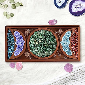 SSISSI Moon Tray - Crystal Holder for Stones- Wooden Jewelry Holder - Crystal Tray - Decorative Tray - Zen Decor - Essential Oil Storage - Crystal Display Holder - Boho Key Tray -Tarot Card Holder