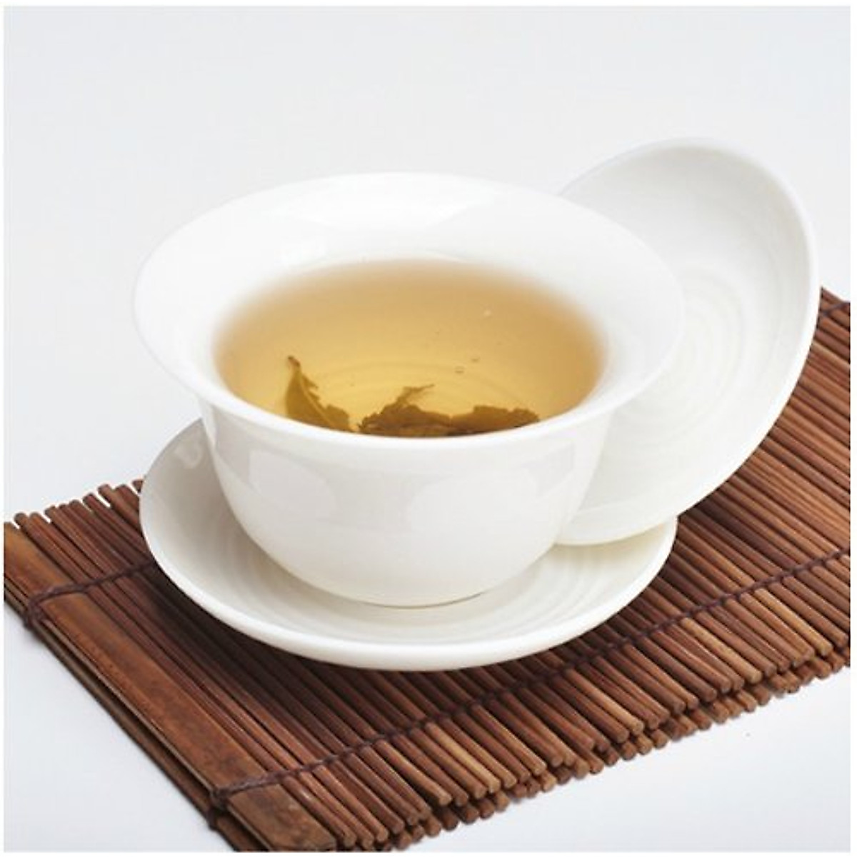 Moyishi Chinese Gaiwan Traditional Tea Cup Comprised of Cup, Saucer and Lid Sancai wan (White)